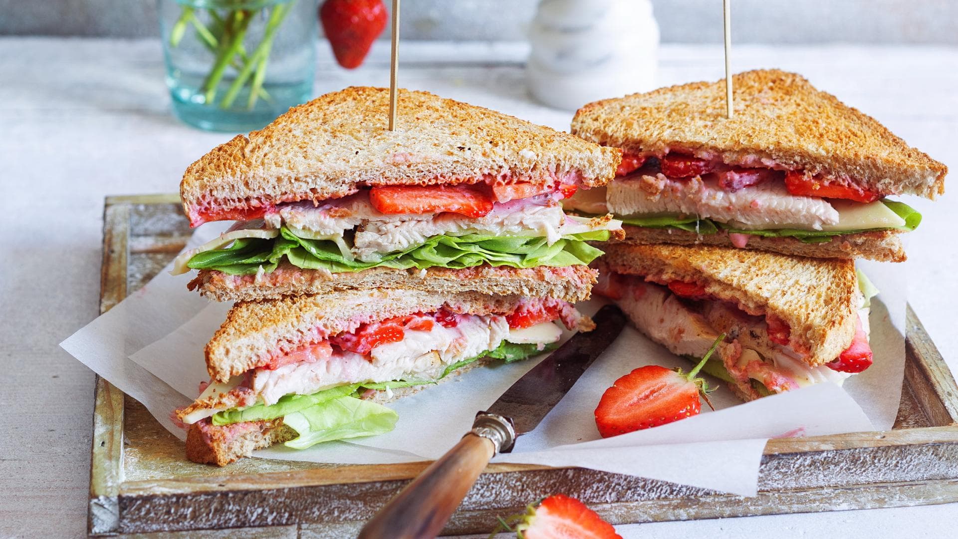 Rezept für Erdbeer-Sandwich mit Putenfleisch